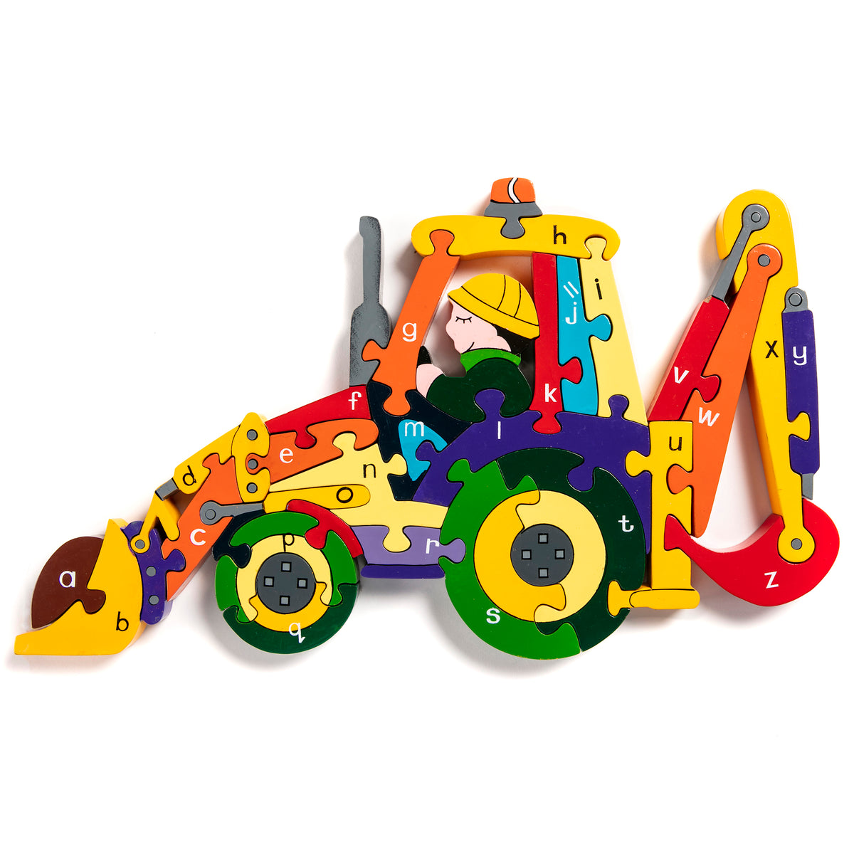 Alphabet Backhoe Jigsaw - Wooden Alphabet Puzzle | Alphabet Jigsaws